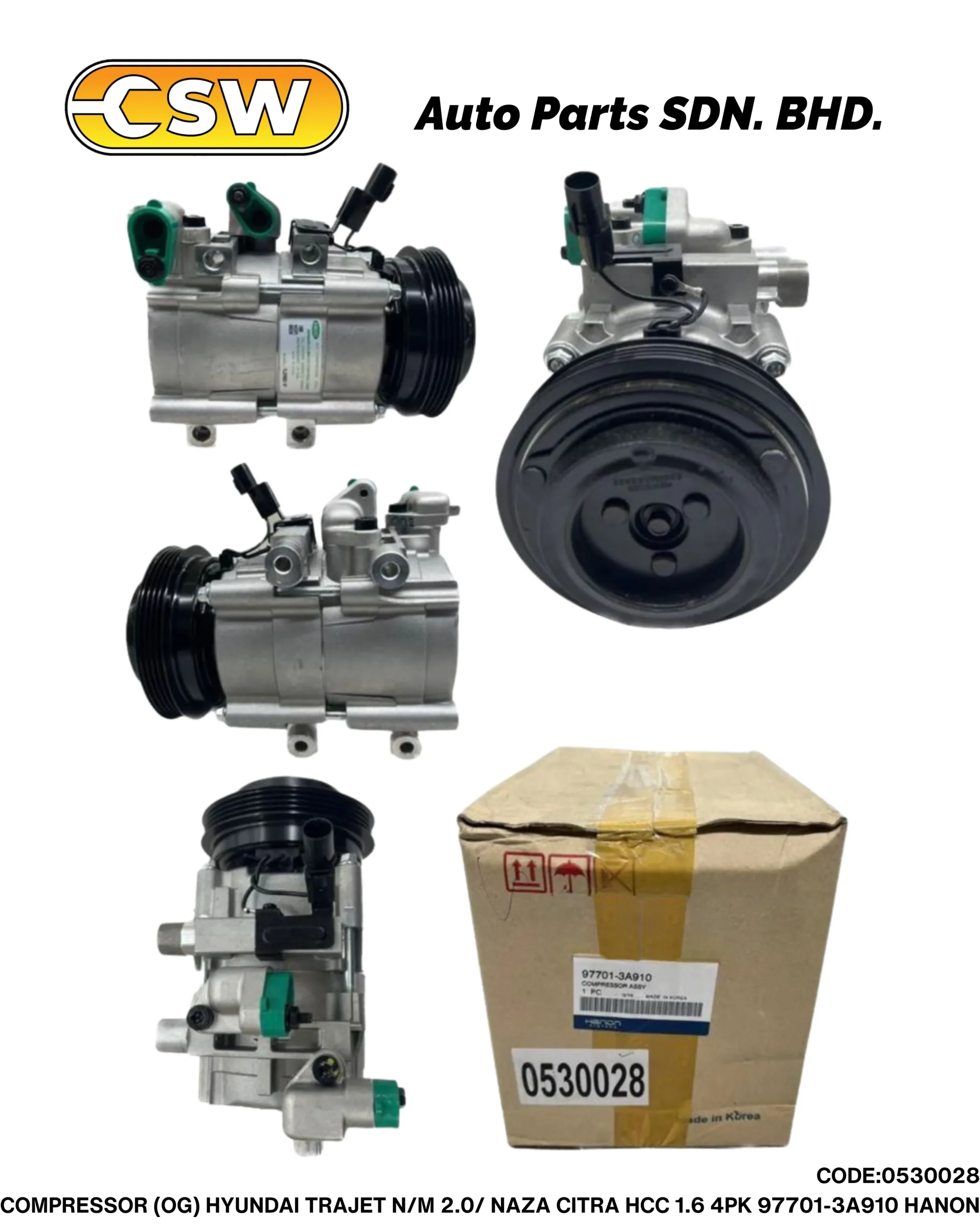 COMPRESSOR (OG) HYUNDAI TRAJET N/M 2.0/ NAZA CITRA HCC 1.6 4PK 97701 ...