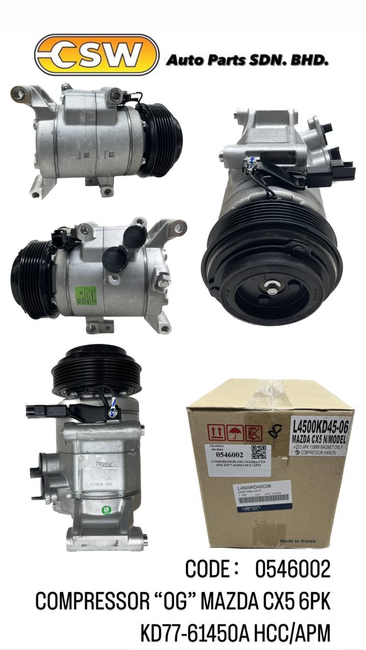 COMPRESSOR (OG) MAZDA CX5 6PK KD77-61450A HCC/APM – CSW Auto Parts