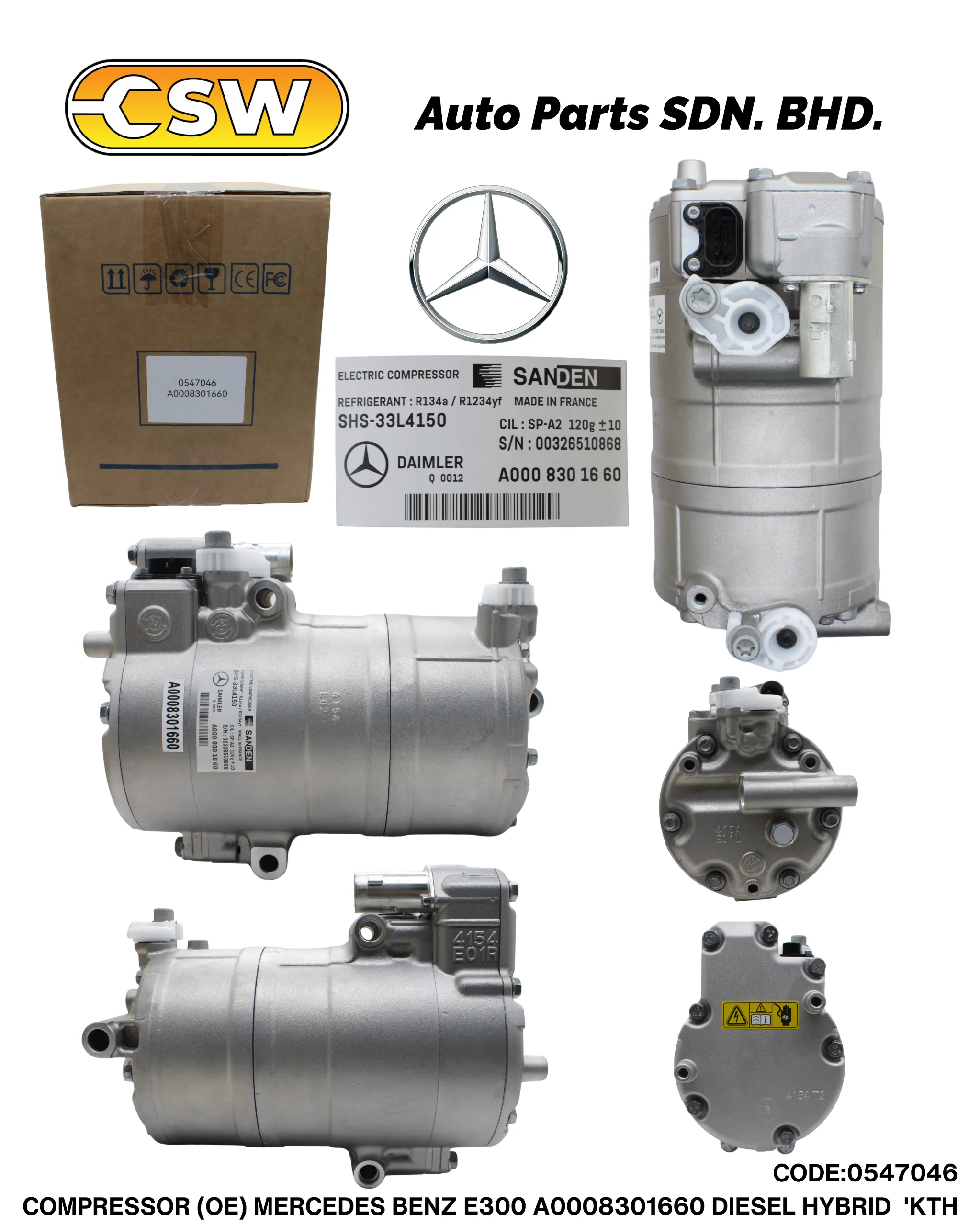 COMPRESSOR (OE) M/BENZ E300 A0008301660 DIESEL HYBRID 'KTH - CSW Auto Parts