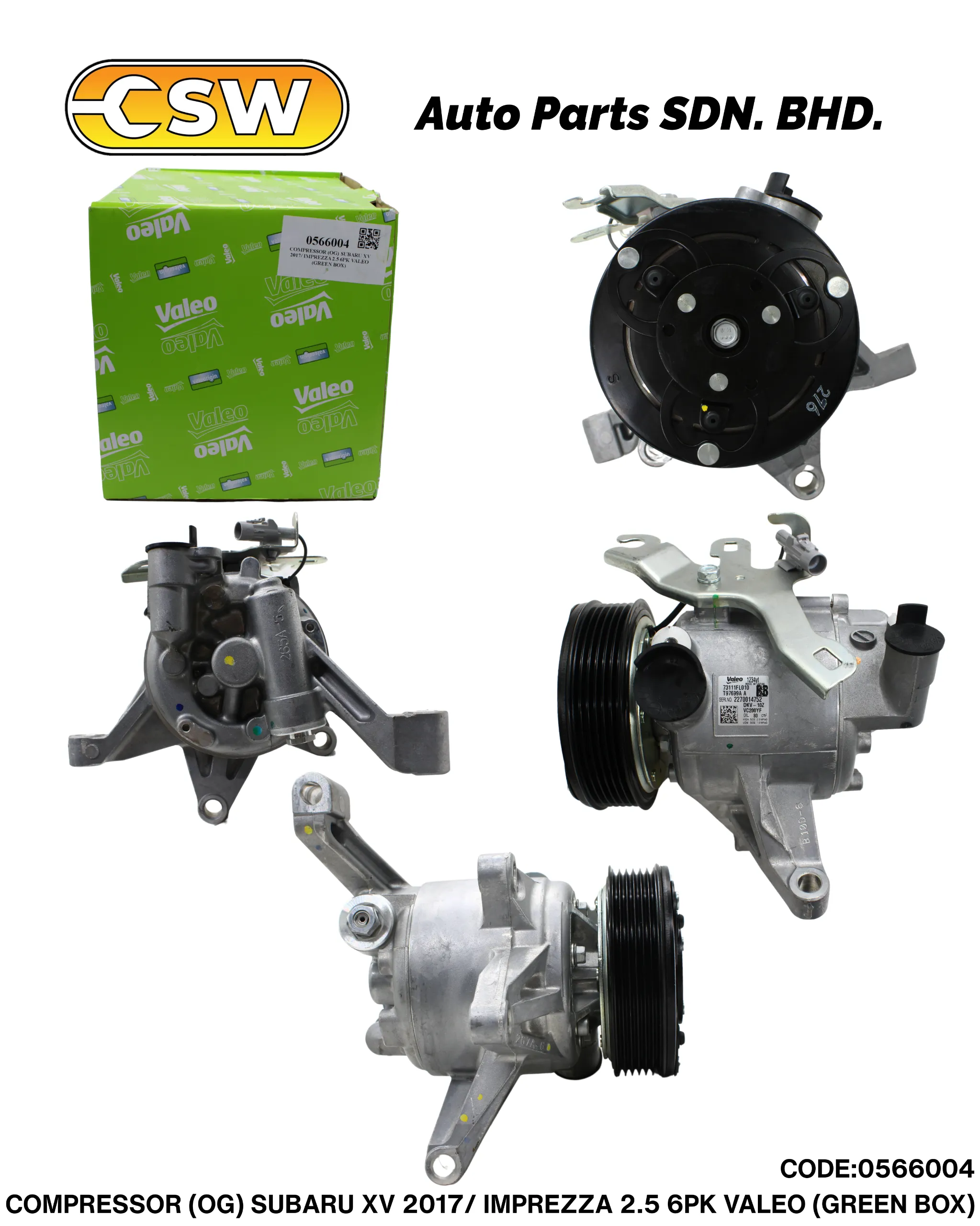 COMPRESSOR (OG) SUBARU XV 2017/ IMPREZZA 2.5 6PK VALEO (GREEN BOX ...
