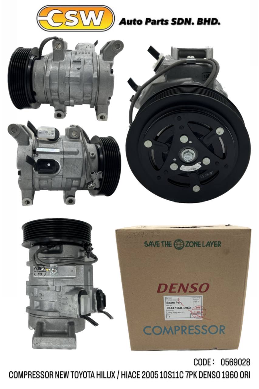 COMPRESSOR (OG) TOYOTA HILUX / HIACE 2005 10S11C 7PK DENSO 1960 - CSW ...