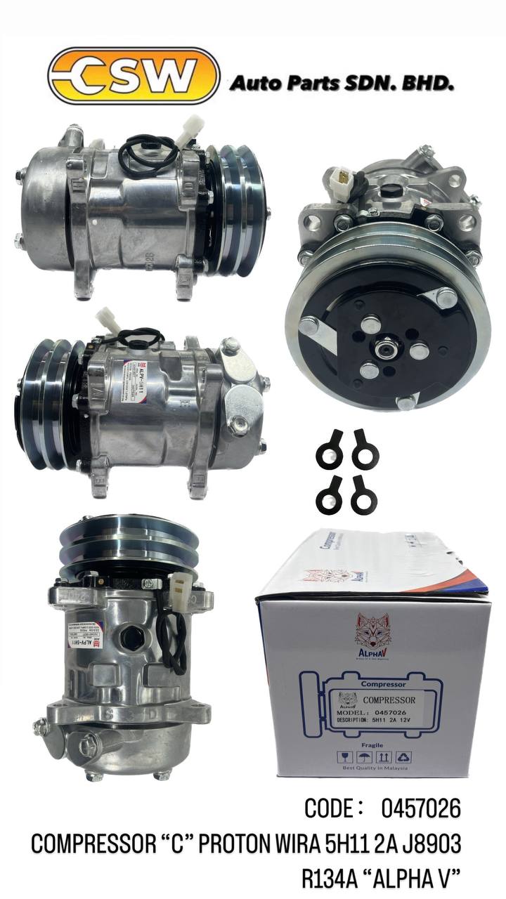 COMPRESSOR (C) PROTON WIRA 5H11 2A J8903 R134A 'AlphaV - CSW Auto Parts