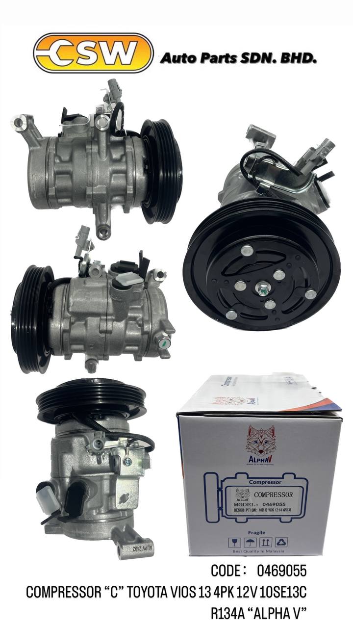 COMPRESSOR (C) TOYOTA VIOS 13' 4PK 12V 10SE13C R134A 'AlphaV - CSW Auto ...