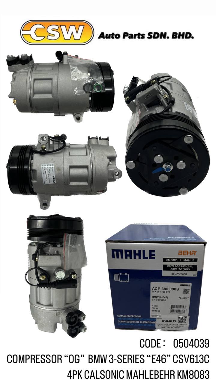 COMPRESSOR (OG) BMW 3-SERIES (E46) CSV613C 4PK CALSONIC MAHLEBEHR ...