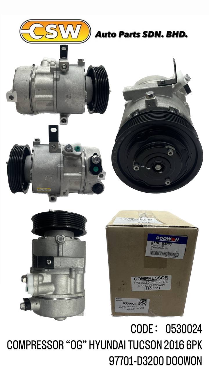 COMPRESSOR (OG) HYUNDAI TUCSON 2016 6PK 97701-D3200 DOOWON – CSW Auto Parts