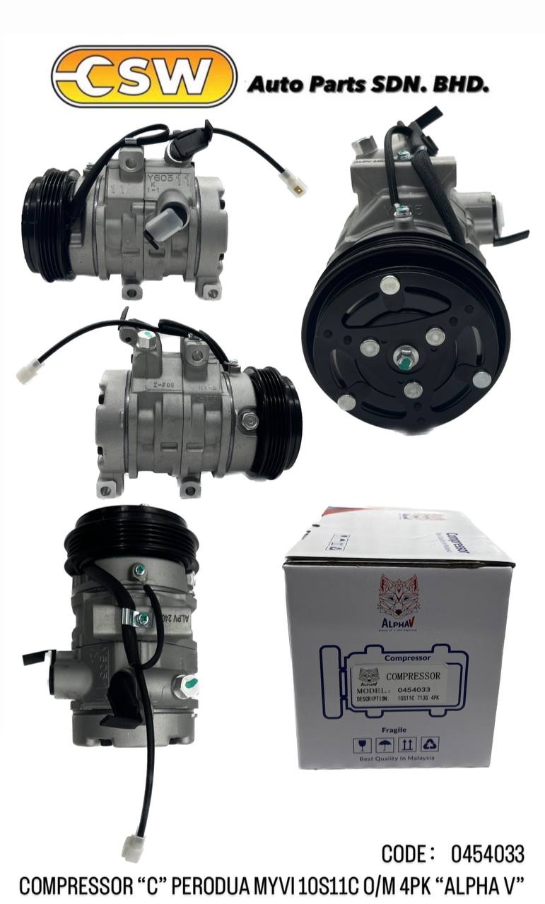 COMPRESSOR (C) PERODUA MYVI 10S11C 1.3 4PK 'AlphaV - CSW Auto Parts
