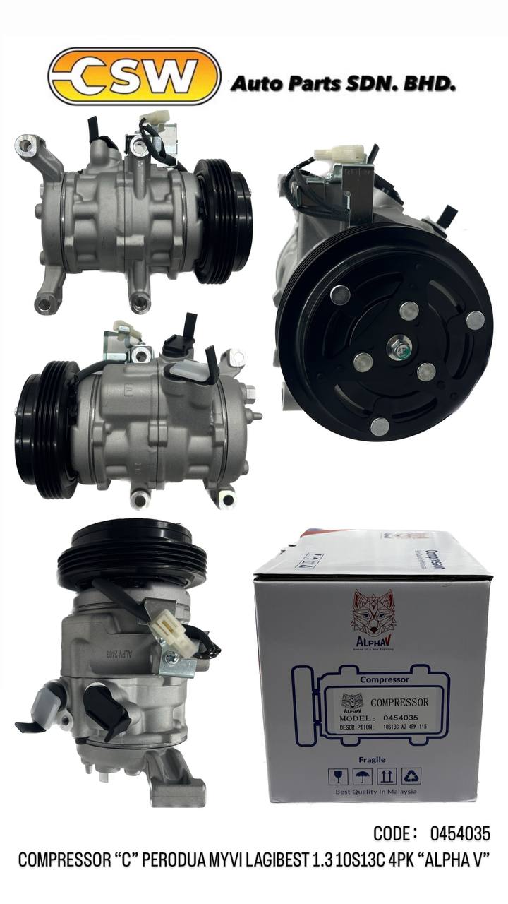 COMPRESSOR (C) PERODUA MYVI LAGIBEST 1.3 10S13C 4PK 'AlphaV - CSW Auto ...