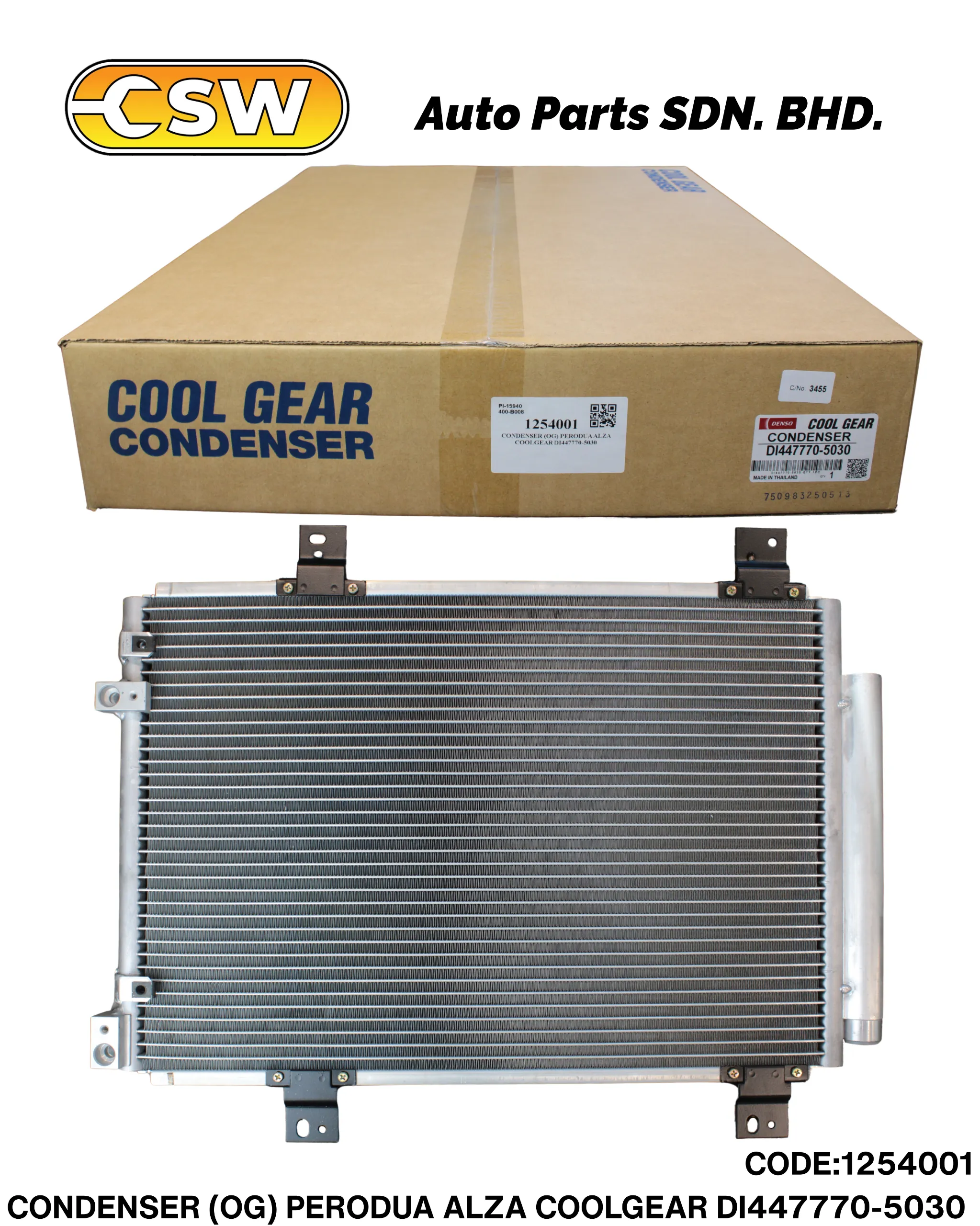 CONDENSER (OG) PERODUA ALZA COOLGEAR DI447770-5030 - CSW Auto Parts