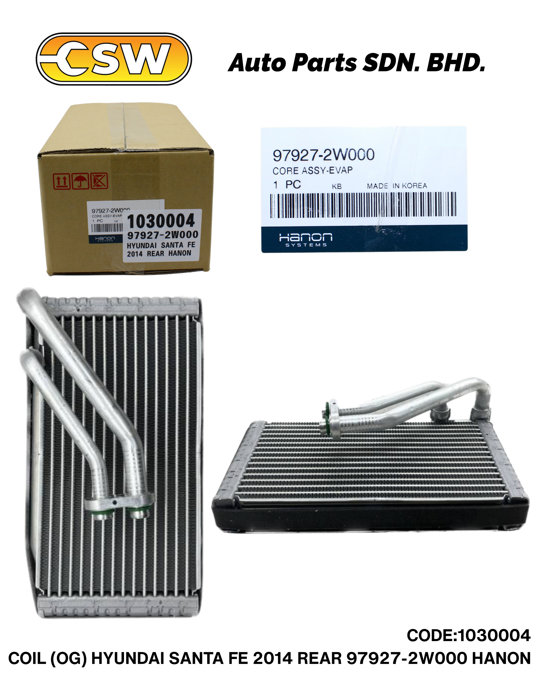 COIL (OG) HYUNDAI SANTA FE 2014 REAR 97927-2W000 HANON - CSW Auto Parts