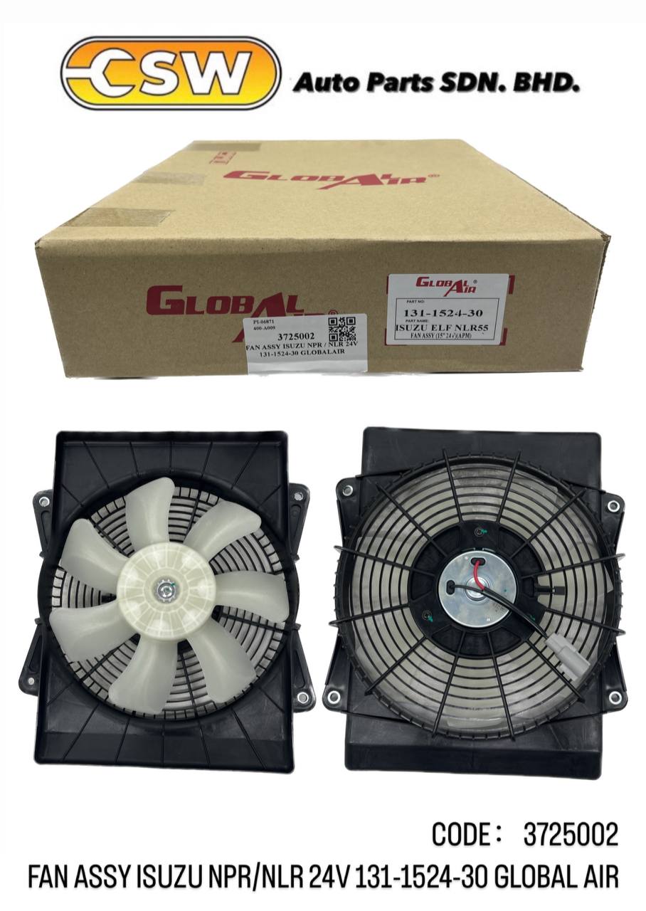 FAN ASSY ISUZU NPR / NLR 24V 131-1524-30 GLOBALAIR - CSW Auto Parts