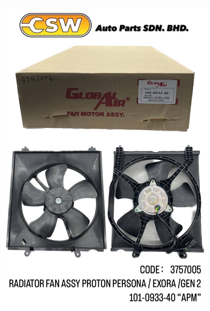 RADIATOR FAN ASSY PROTON PERSONA / EXORA / GEN 2 101-0933-40 (APM) 'GLOBALAIR - CSW Auto Parts
