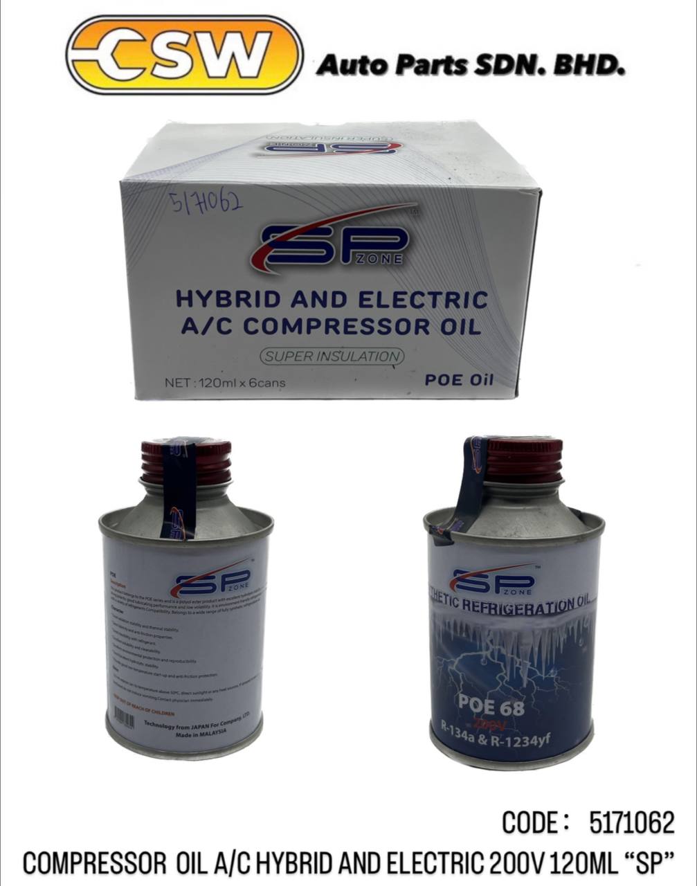 COMPRESSOR OIL R134A & R1234YF A/C HYBRID AND ELECTRIC (POE 68) 200V ...