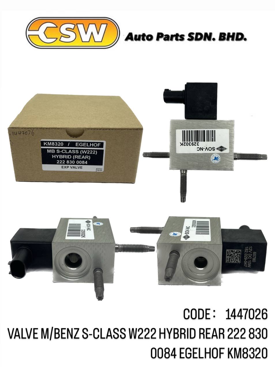 VALVE M/BENZ S-CLASS W222 HYBRID REAR 222 830 0084 EGELHOF - CSW Auto Parts