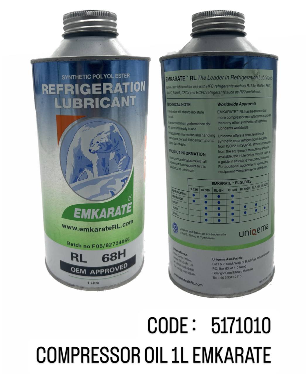COMPRESSOR OIL 1L EMKARATE - CSW Auto Parts