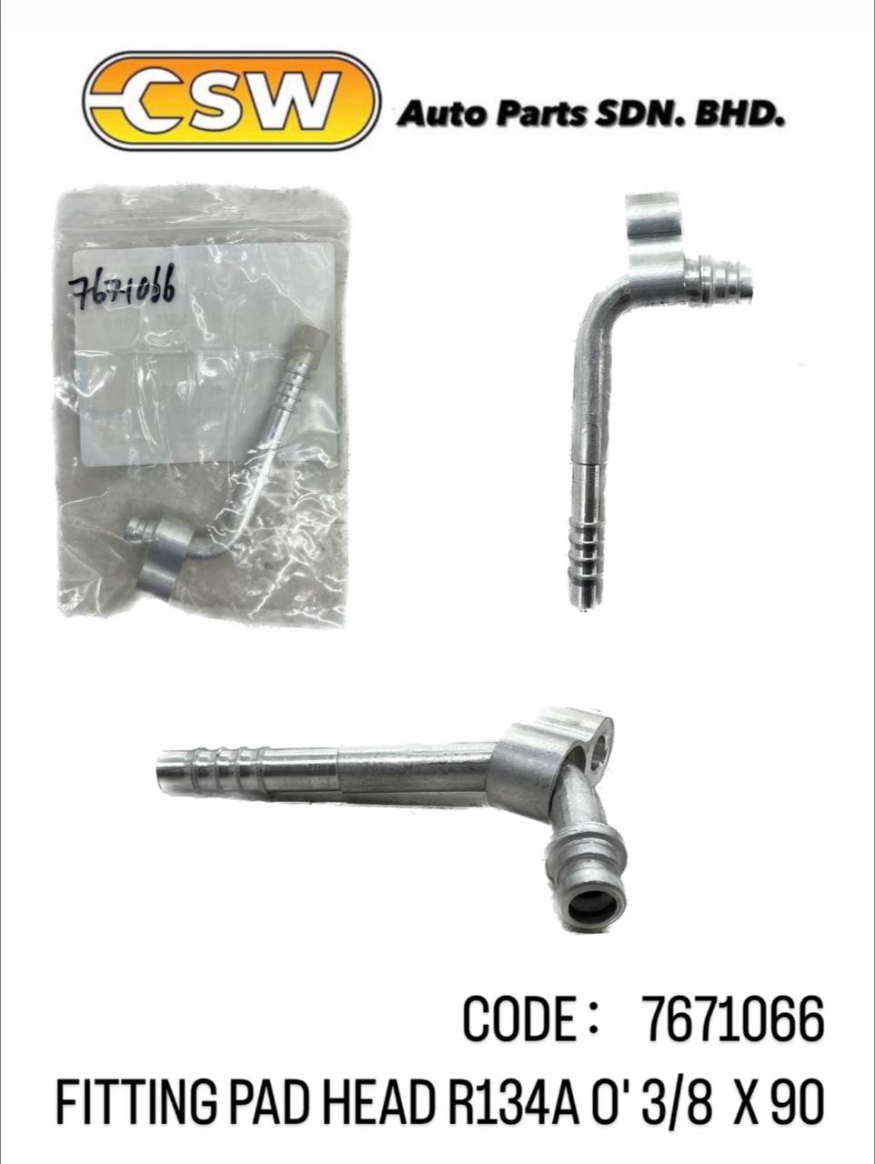 FITTING PAD HEAD R134A 'O 3/8 X 90 - CSW Auto Parts