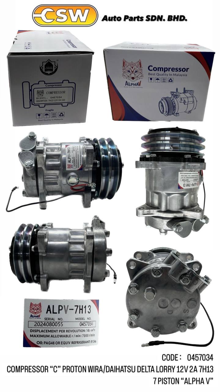 COMPRESSOR (C) PROTON WIRA / DAIHATSU DELTA LORRY 12V 2A 7H13 'AlphaV ...