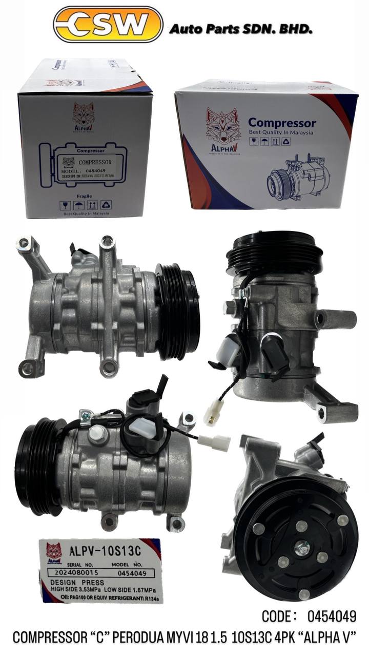 COMPRESSOR (C) PERODUA MYVI 18' 1.5 10S13C 4PK 'AlphaV - CSW Auto Parts