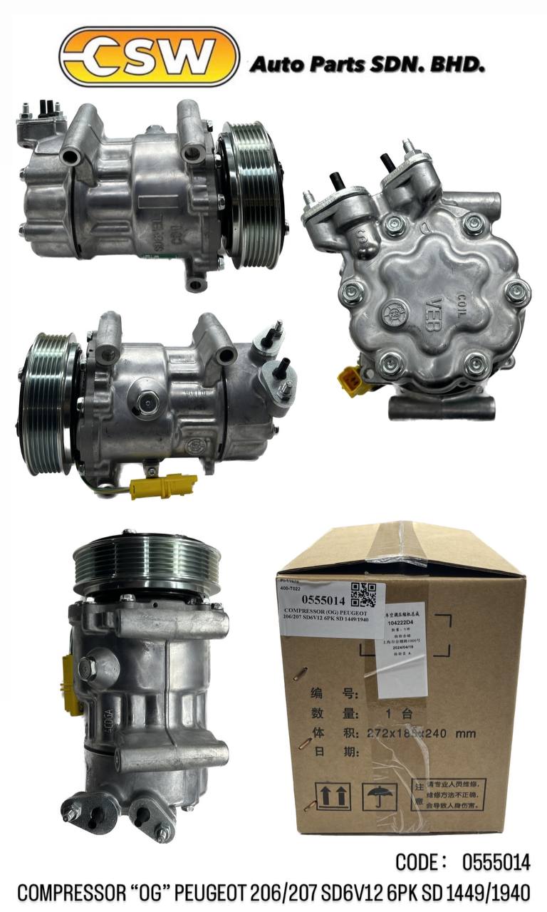 COMPRESSOR (OG) PEUGEOT 206/207 SD6V12 6PK SD 1449/1940 - CSW Auto Parts