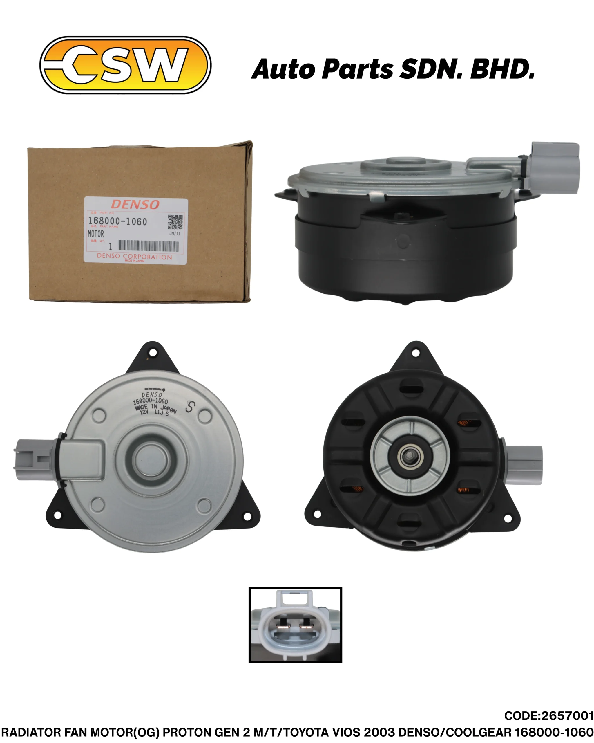 RADIATOR FAN MOTOR(OG) PROTON GEN 2 M/T/TOYOTA VIOS 2003 DENSO/COOLGEAR ...
