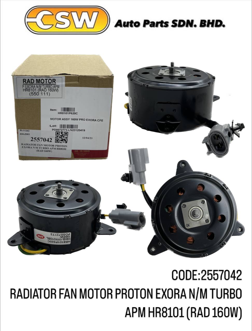 RADIATOR FAN MOTOR PROTON EXORA N/M TURBO APM HR8101 (RAD 160W) - CSW ...