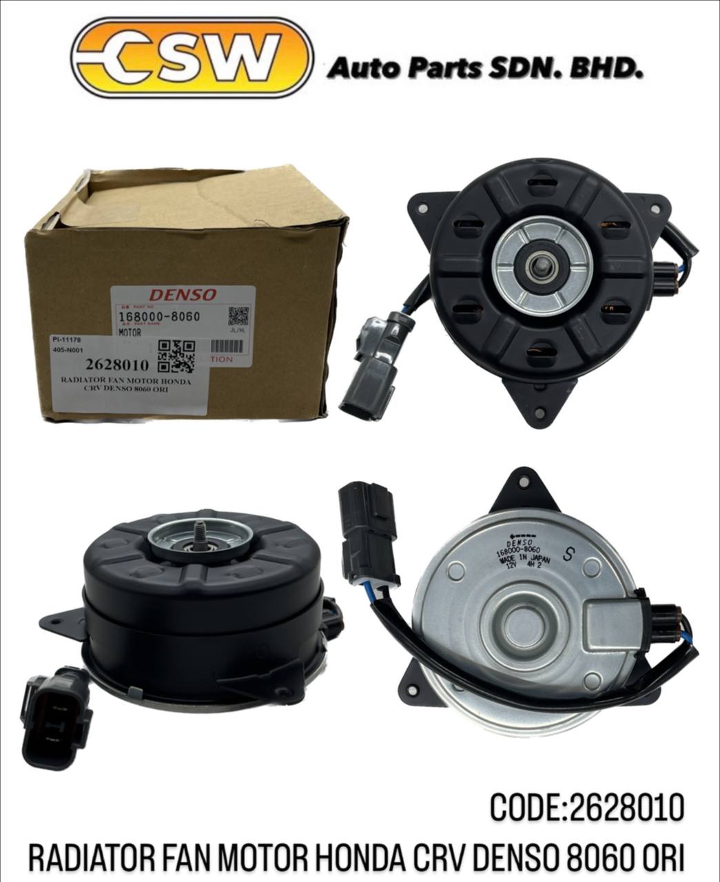 RADIATOR FAN MOTOR HONDA CRV DENSO 8060 ORI - CSW Auto Parts