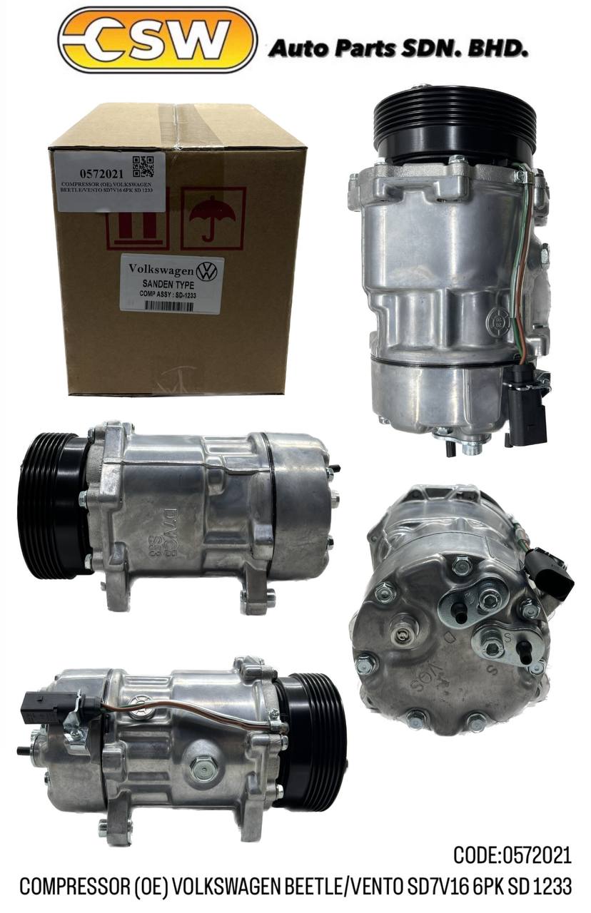 COMPRESSOR (OE) VOLKSWAGEN BEETLE/VENTO SD7V16 6PK SD 1233 - CSW Auto Parts