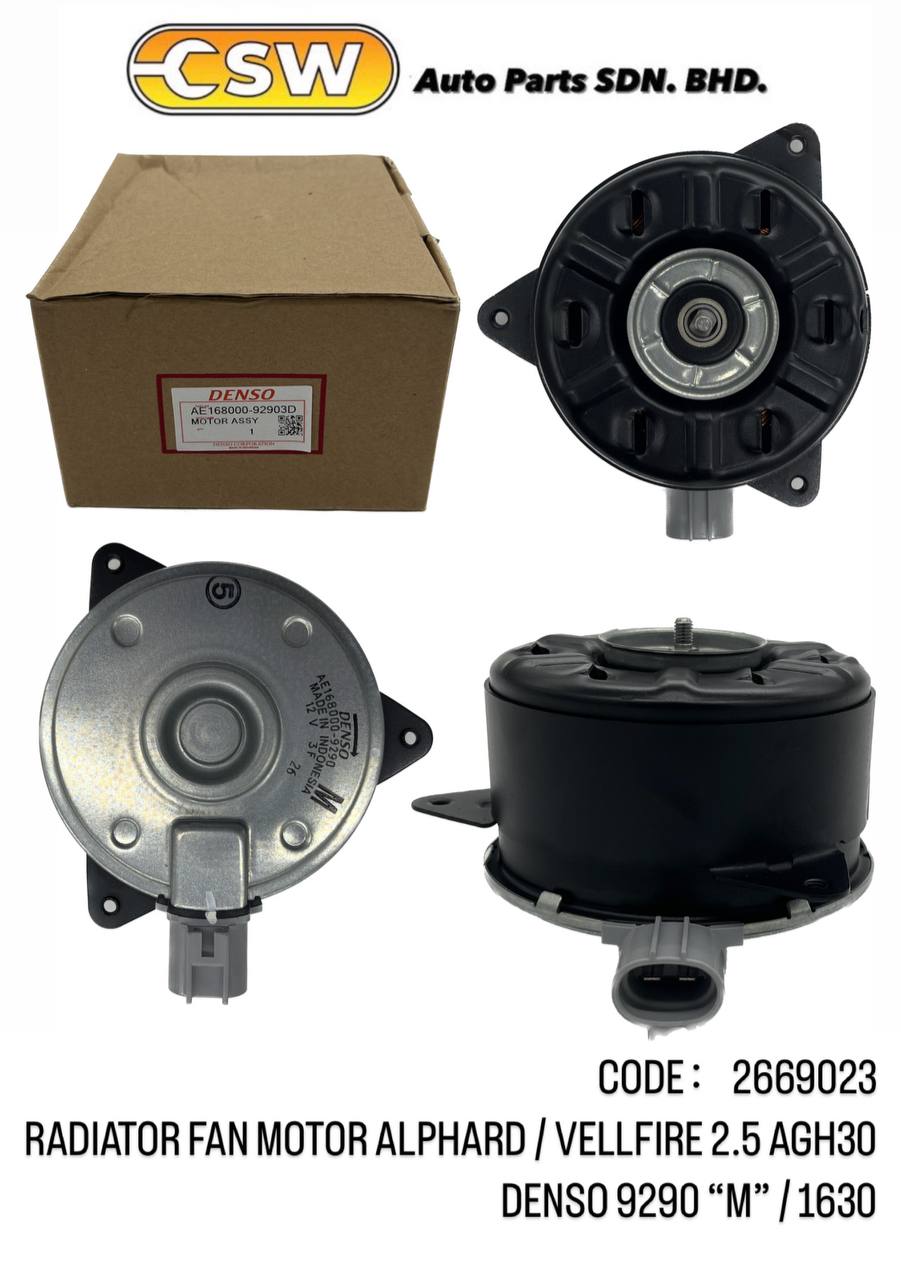 RADIATOR FAN MOTOR ALPHARD/VELLFIRE 2.5 AGH30 DENSO 9290 (M) / 1630 ...