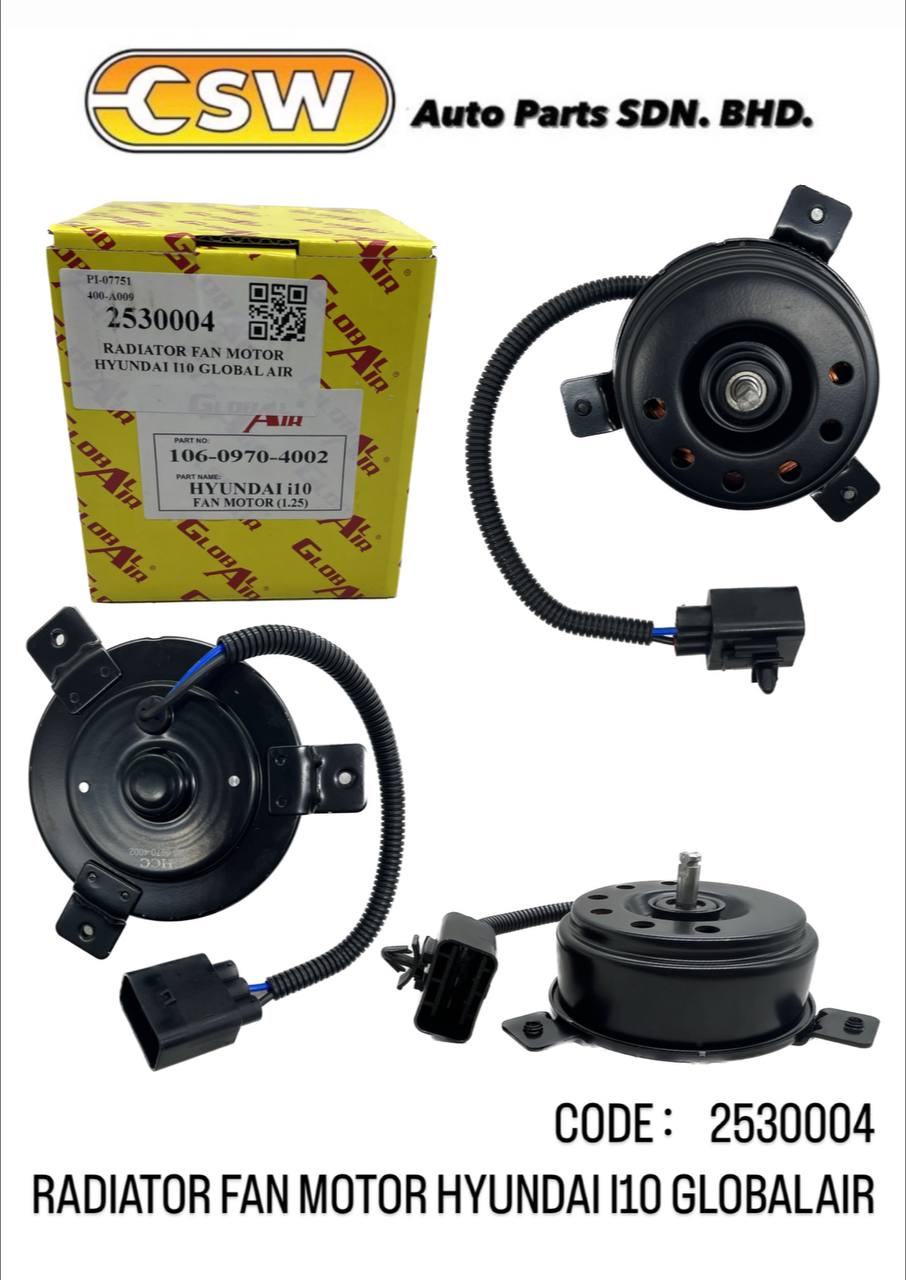 RADIATOR FAN MOTOR HYUNDAI I10 (1.25) GLOBALAIR 106-0970-4002 OEM 25386 ...