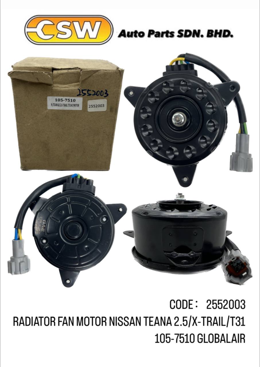 RADIATOR FAN MOTOR NISSAN TEANA 2.5/X-TRAIL/T31 105-7510 GLOBALAIR ...
