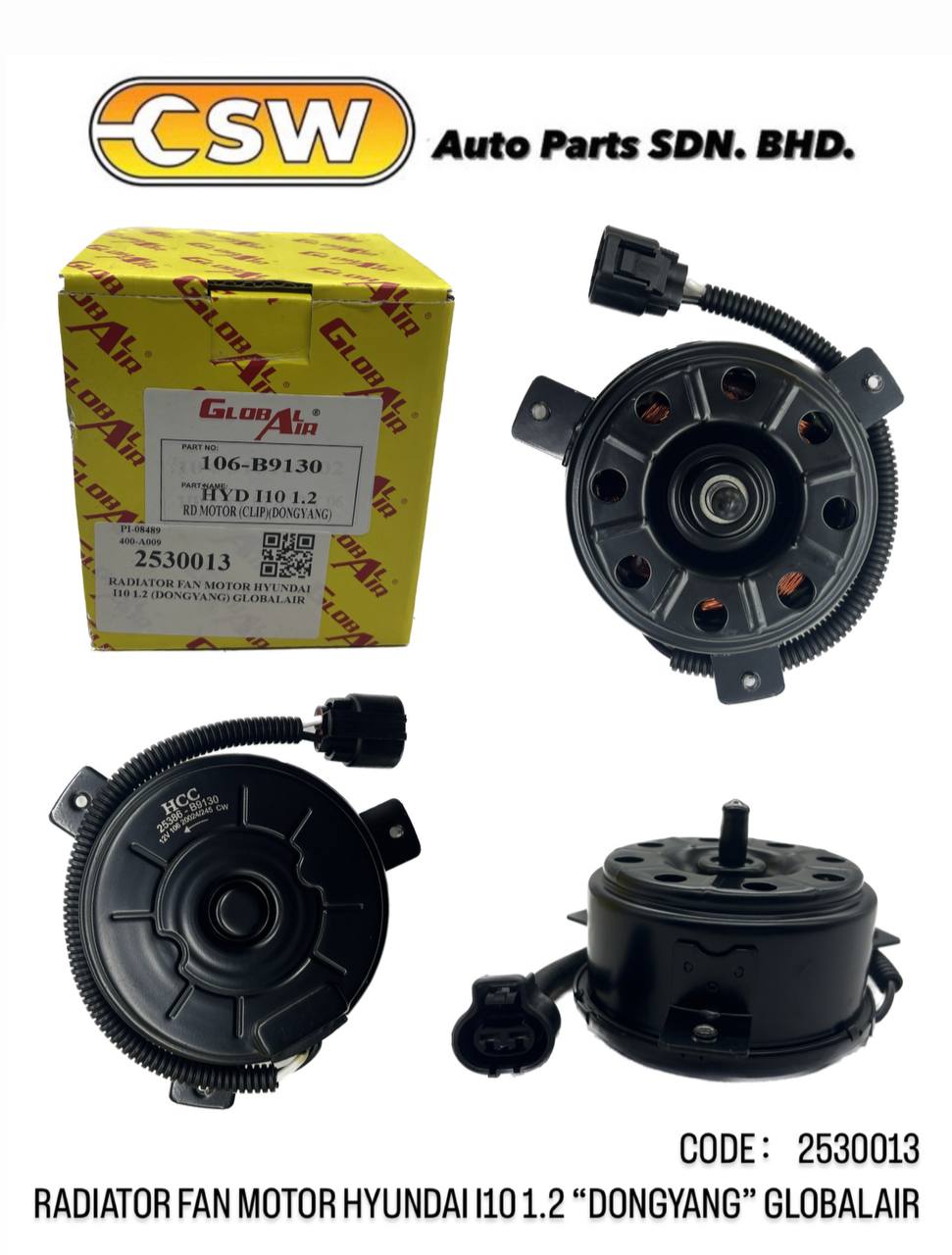 RADIATOR FAN MOTOR HYUNDAI I10 1.2 (DONGYANG) GLOBALAIR - CSW Auto Parts