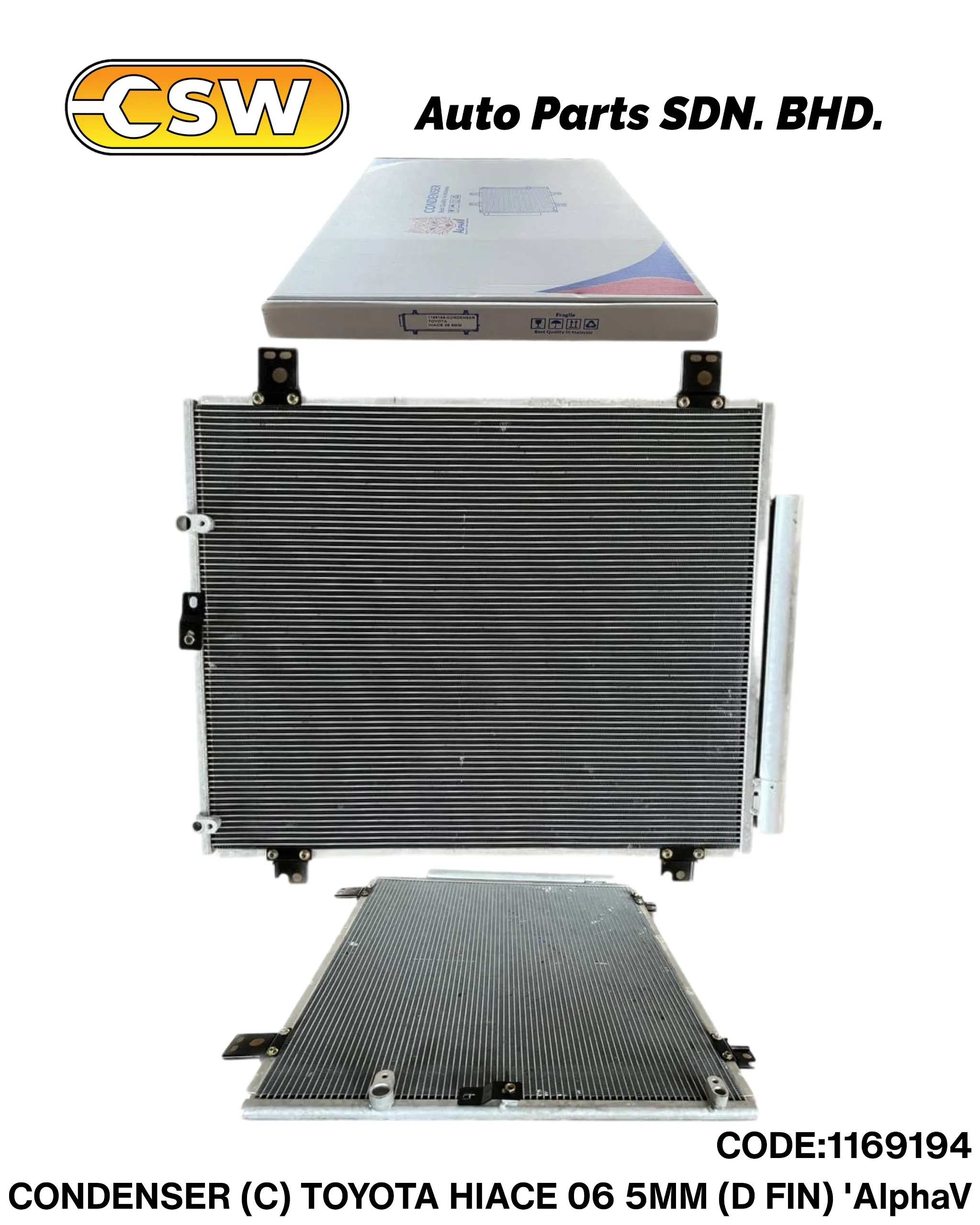 CONDENSER (C) TOYOTA HIACE 06 5MM (D FIN) 'AlphaV - CSW Auto Parts