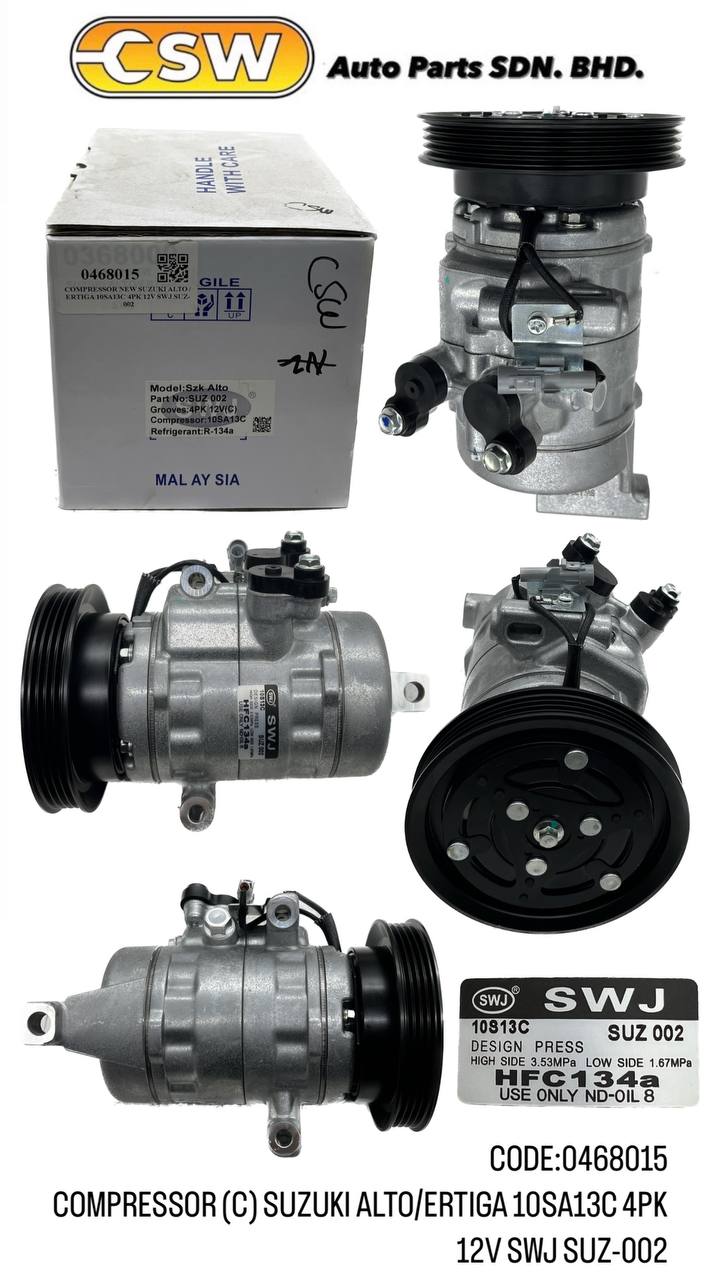 COMPRESSOR (C) SUZUKI ALTO / ERTIGA 10SA13C 4PK 12V SWJ SUZ-002 - CSW ...