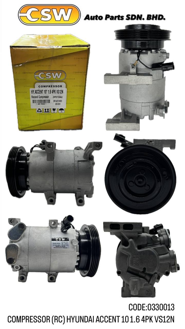 COMPRESSOR RC HYUNDAI ACCENT 10' 1.6 4PK VS12N - CSW Auto Parts