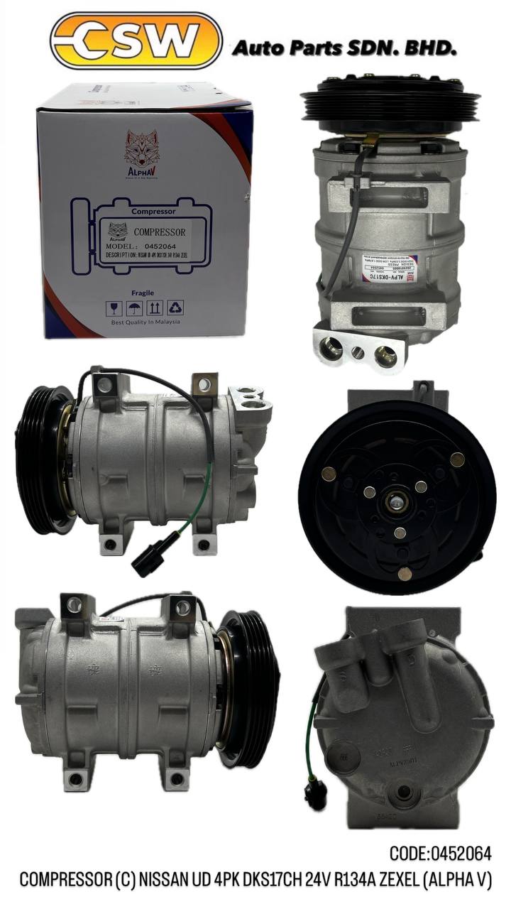 COMPRESSOR (C) NISSAN UD 4PK DKS17CH 24V R134A ZEXEL (ALPHA V) - CSW ...