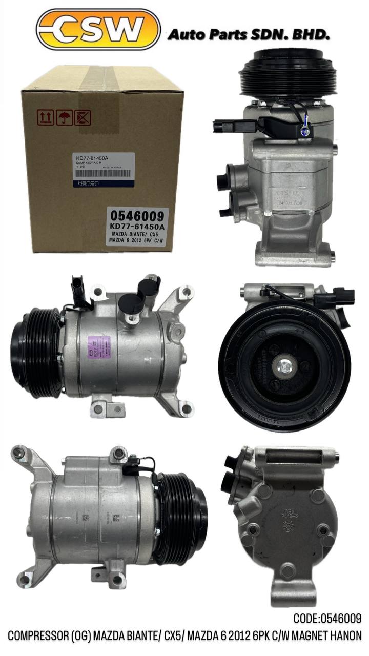 COMPRESSOR (OG) MAZDA BIANTE/ CX5/ MAZDA 6 2012 6PK C/W MAGNET HANON ...
