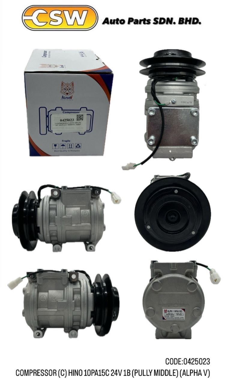 COMPRESSOR (C) HINO 10PA15C 24V 1B (PULLY MIDDLE) 'AlphaV - CSW Auto Parts