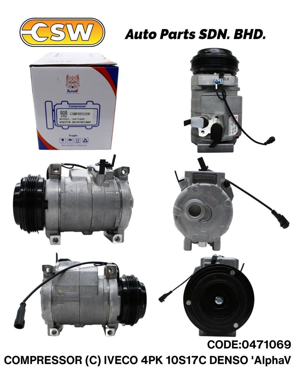 COMPRESSOR (C) IVECO 4PK 10S17C DENSO 'AlphaV - CSW Auto Parts