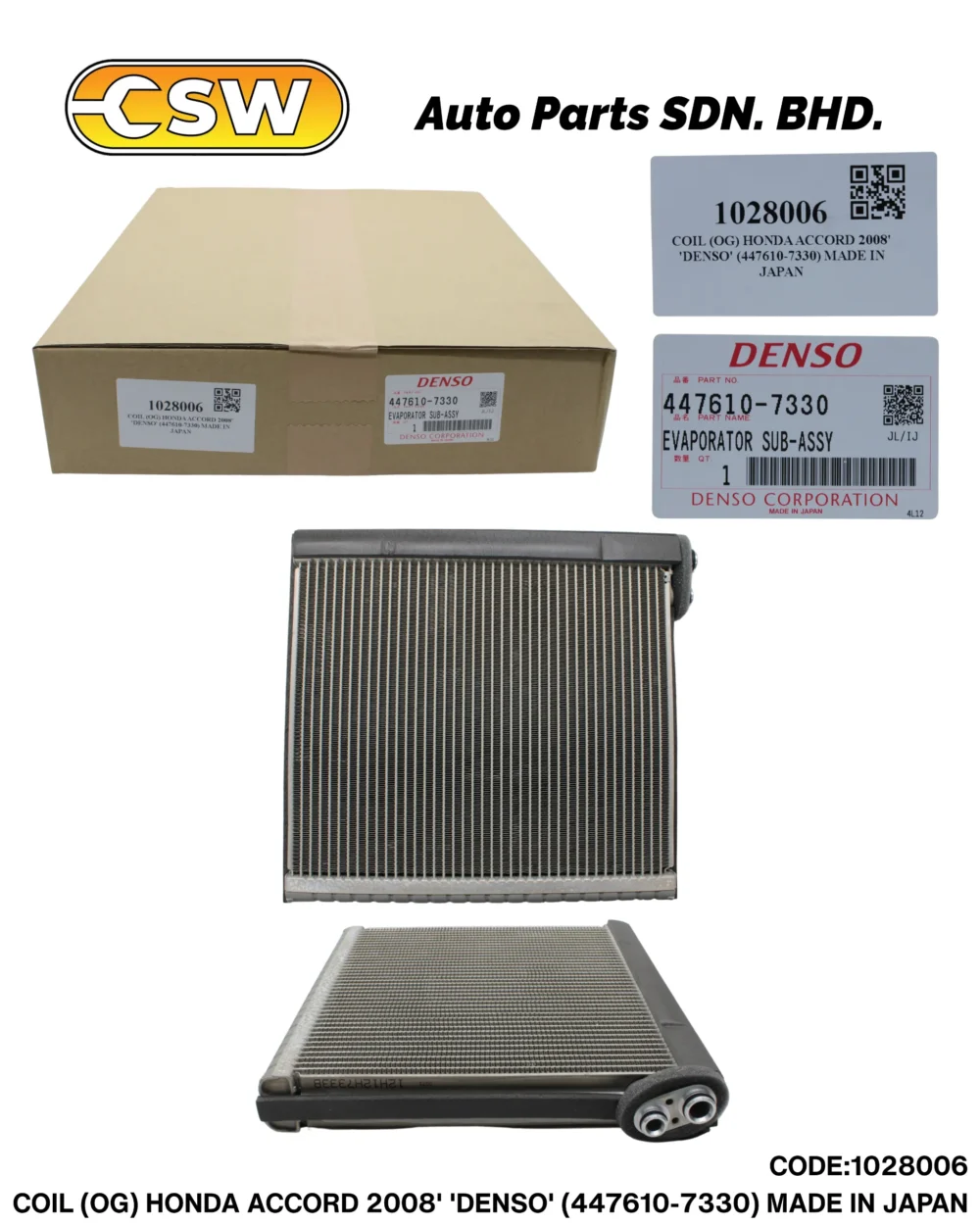 COIL (OG) HONDA ACCORD 2008' 'DENSO' (447610-7330) MADE IN JAPAN - CSW ...