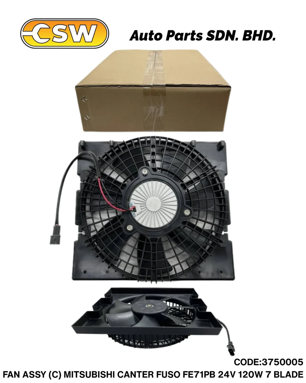 FAN ASSY (C) MITSUBISHI CANTER FUSO FE71PB 24V 120W 7 BLADE - CSW Auto Parts