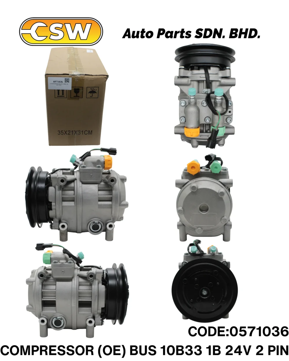 COMPRESSOR (OE) BUS 10B33 1B 24V 2 PIN - CSW Auto Parts