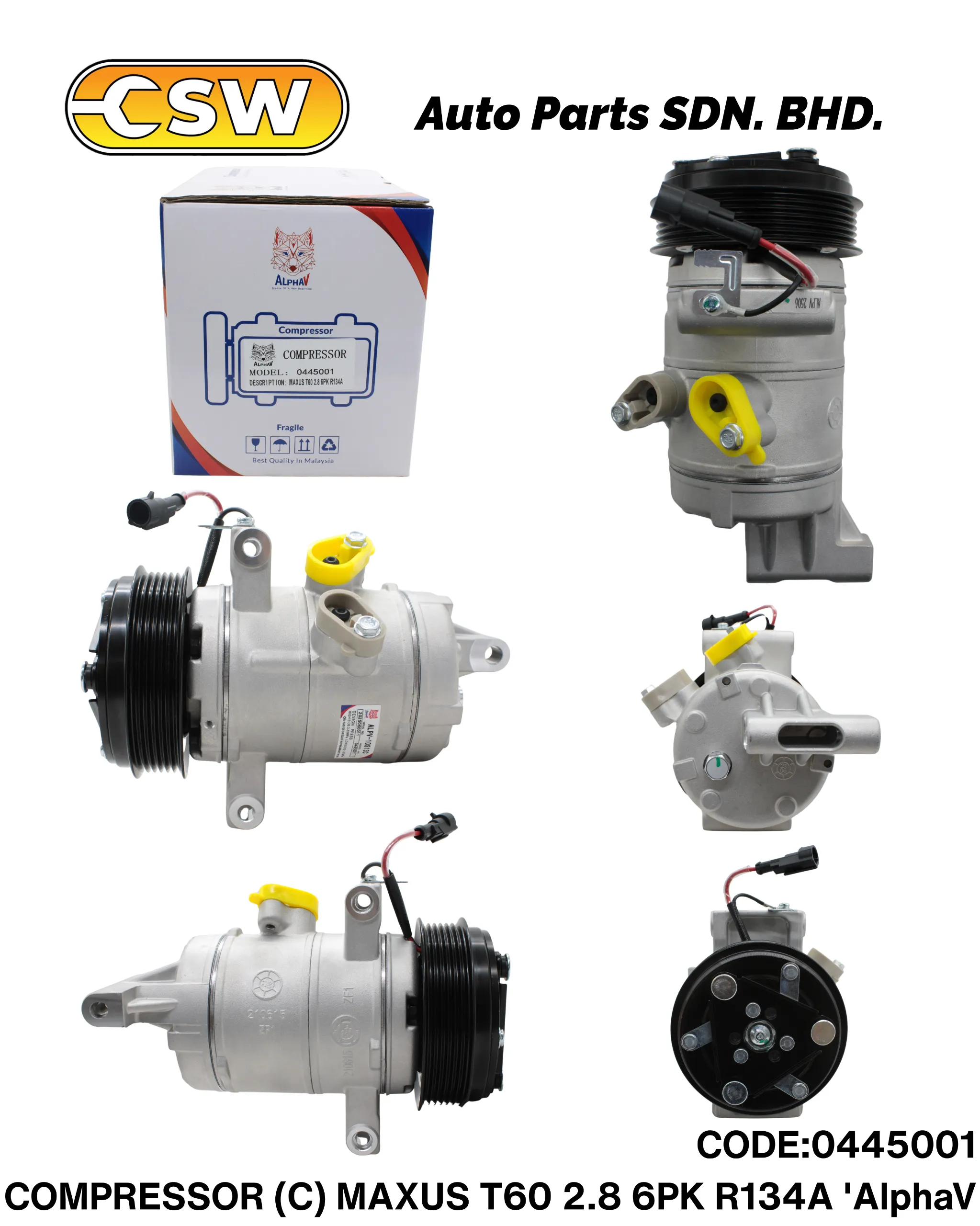 COMPRESSOR (C) MAXUS T60 2.8 6PK R134A 'AlphaV - CSW Auto Parts