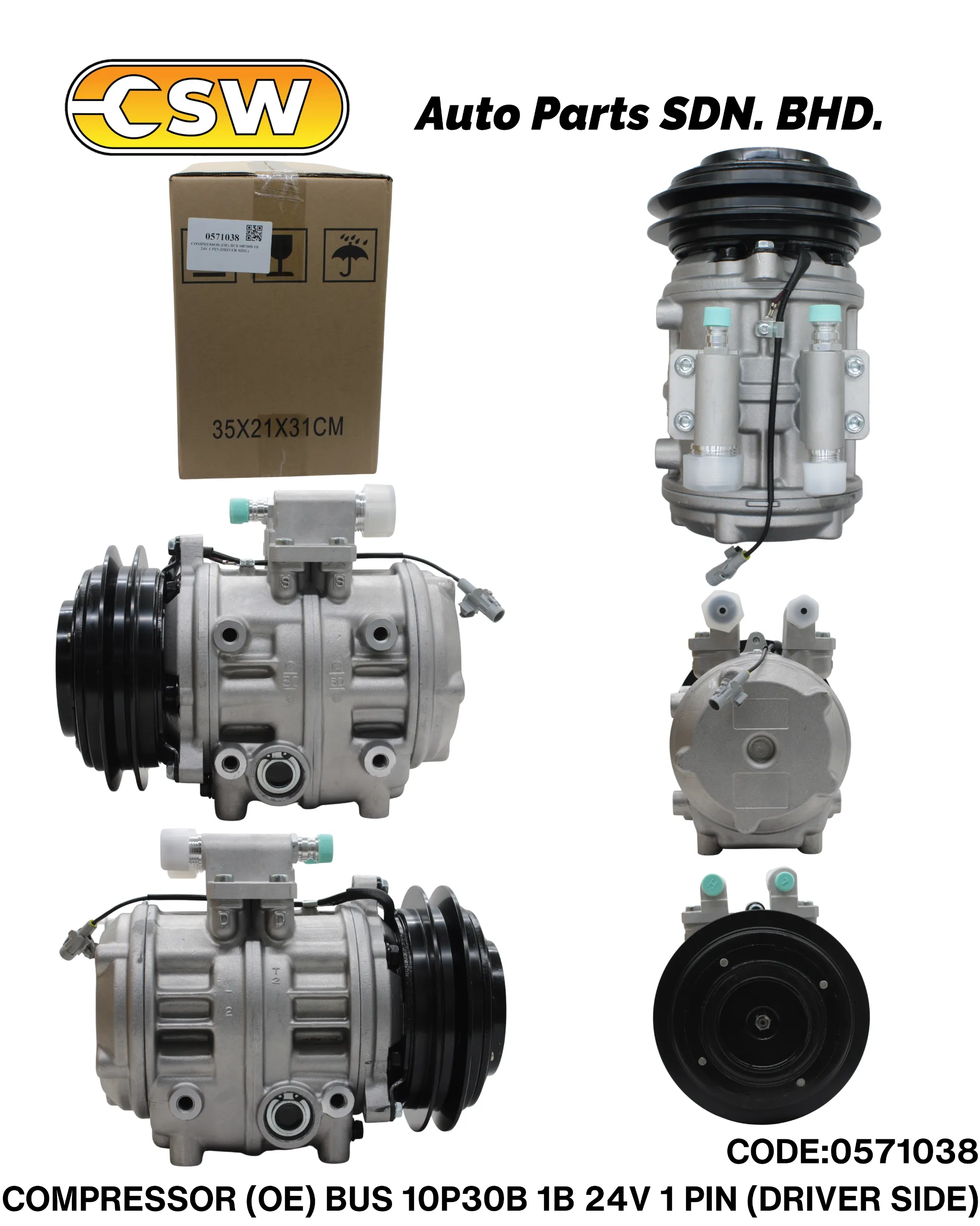 COMPRESSOR (OE) BUS 10P30B 1B 24V 1 PIN (DRIVER SIDE) - CSW Auto Parts