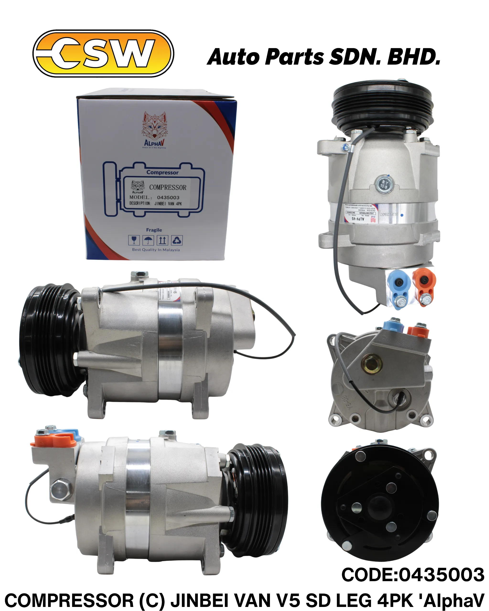 COMPRESSOR (C) JINBEI VAN V5 SD LEG 4PK 'AlphaV - CSW Auto Parts
