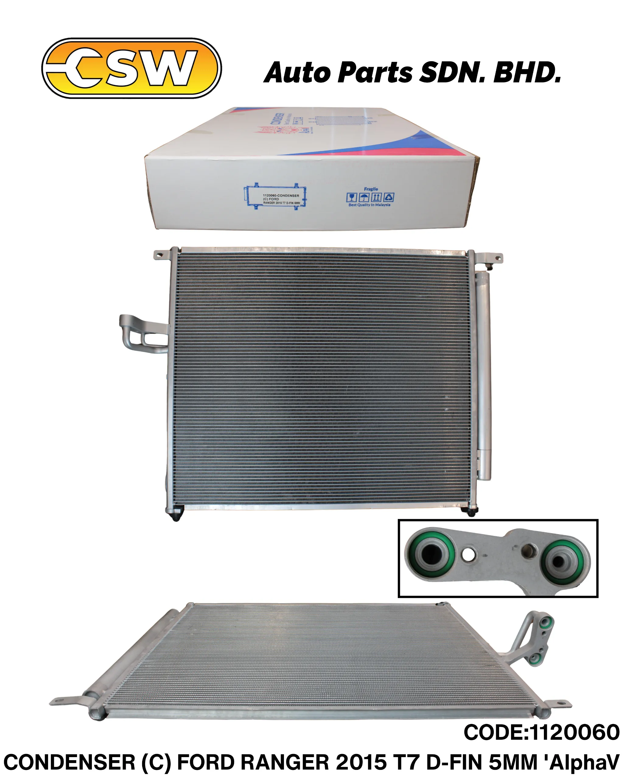 CONDENSER (C) FORD RANGER 2015 T7 D-FIN 5MM 'AlphaV - CSW Auto Parts