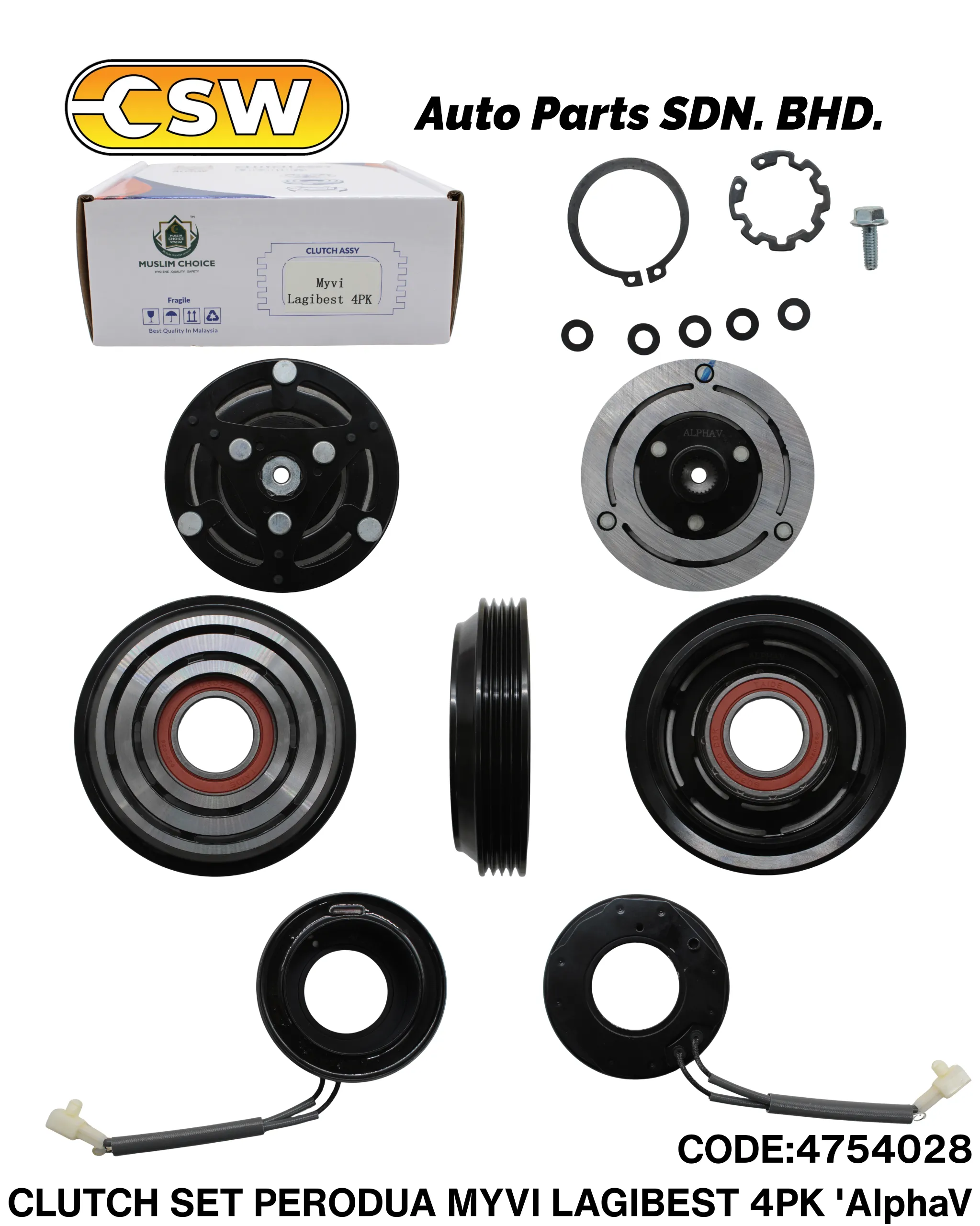 CLUTCH SET PERODUA MYVI LAGIBEST 4PK 'AlphaV - CSW Auto Parts