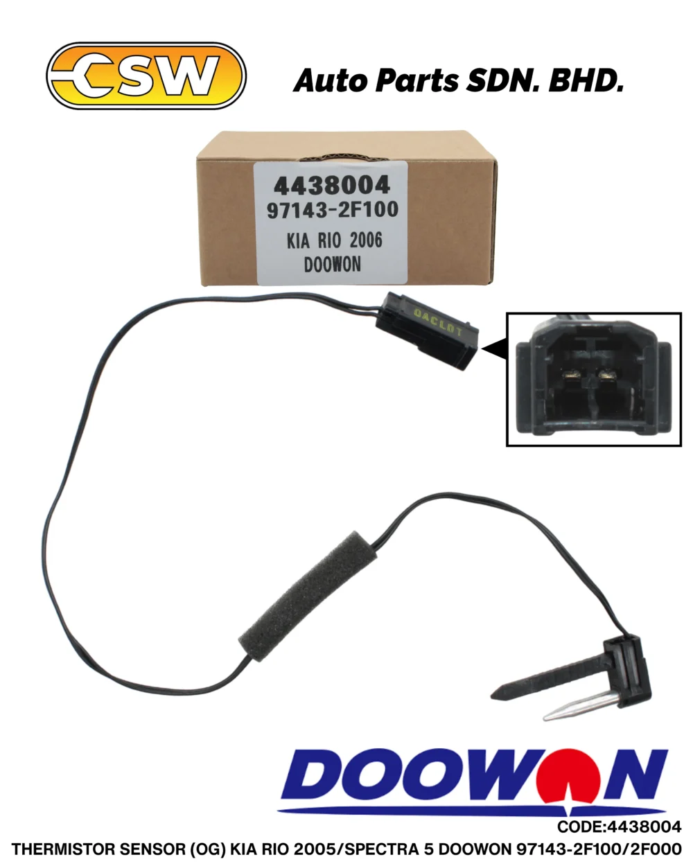 THERMISTOR SENSOR (OG) KIA RIO 2005/SPECTRA 5 DOOWON 97143-2F100/2F000 ...