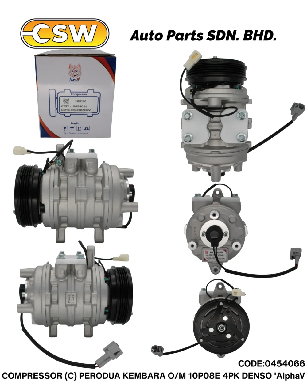 COMPRESSOR (C) PERODUA KEMBARA O/M 10P08E 4PK DENSO 'AlphaV - CSW Auto ...