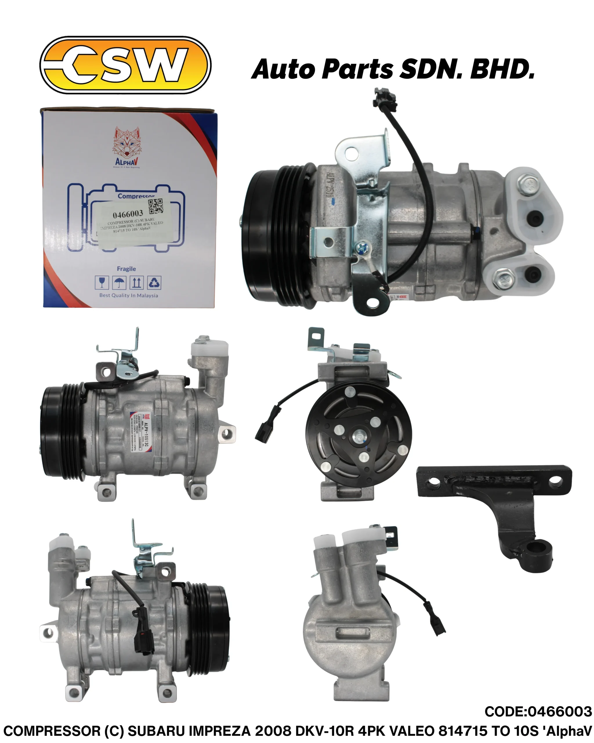 COMPRESSOR (C) SUBARU IMPREZA 2008 DKV-10R 4PK VALEO 814715 TO 10S ...