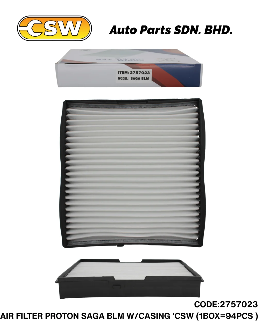AIR FILTER PROTON SAGA BLM W/CASING 'CSW (1BOX=94PCS ) - CSW Auto Parts