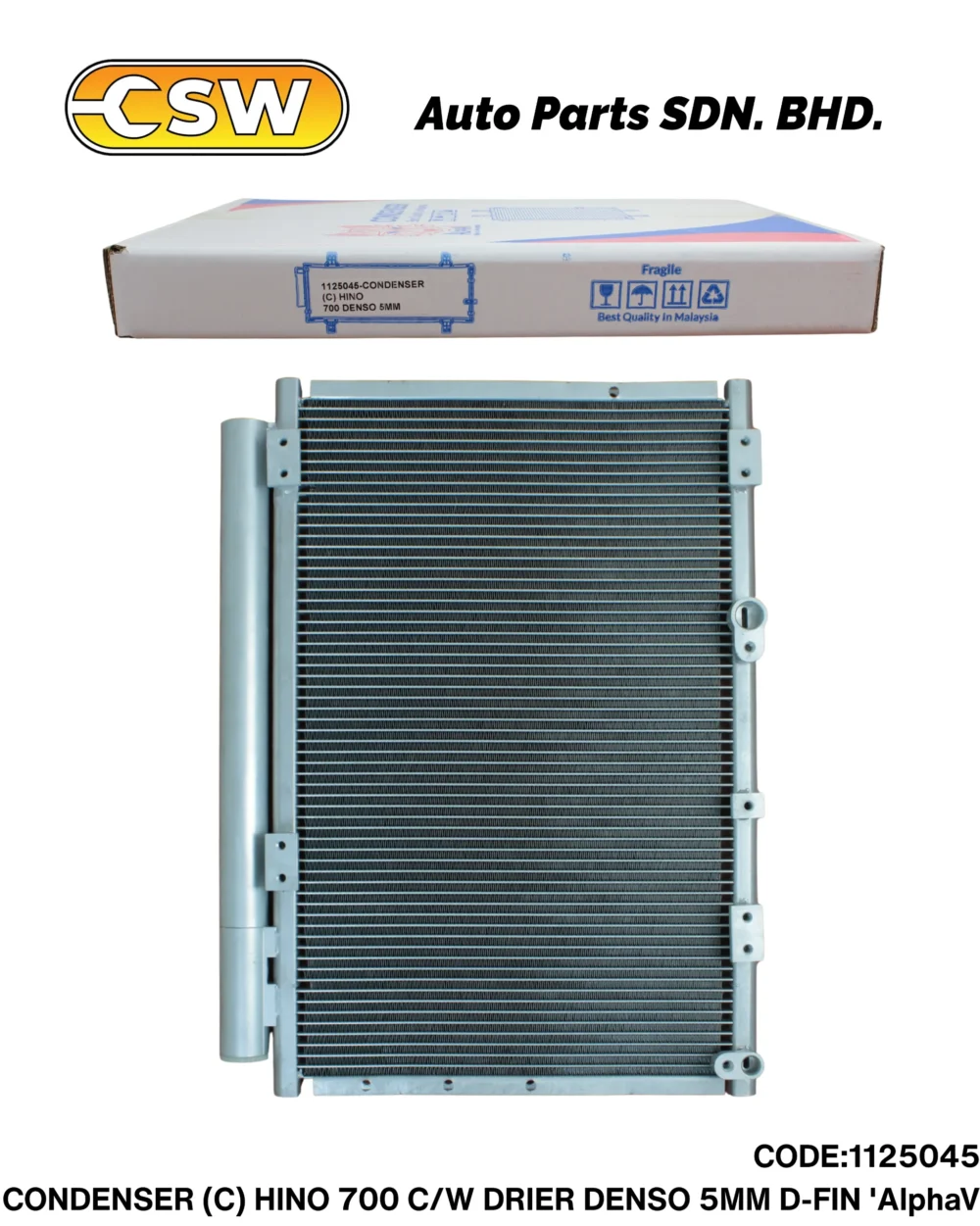 CONDENSER (C) HINO 700 C/W DRIER DENSO 5MM D-FIN 'AlphaV - CSW Auto Parts